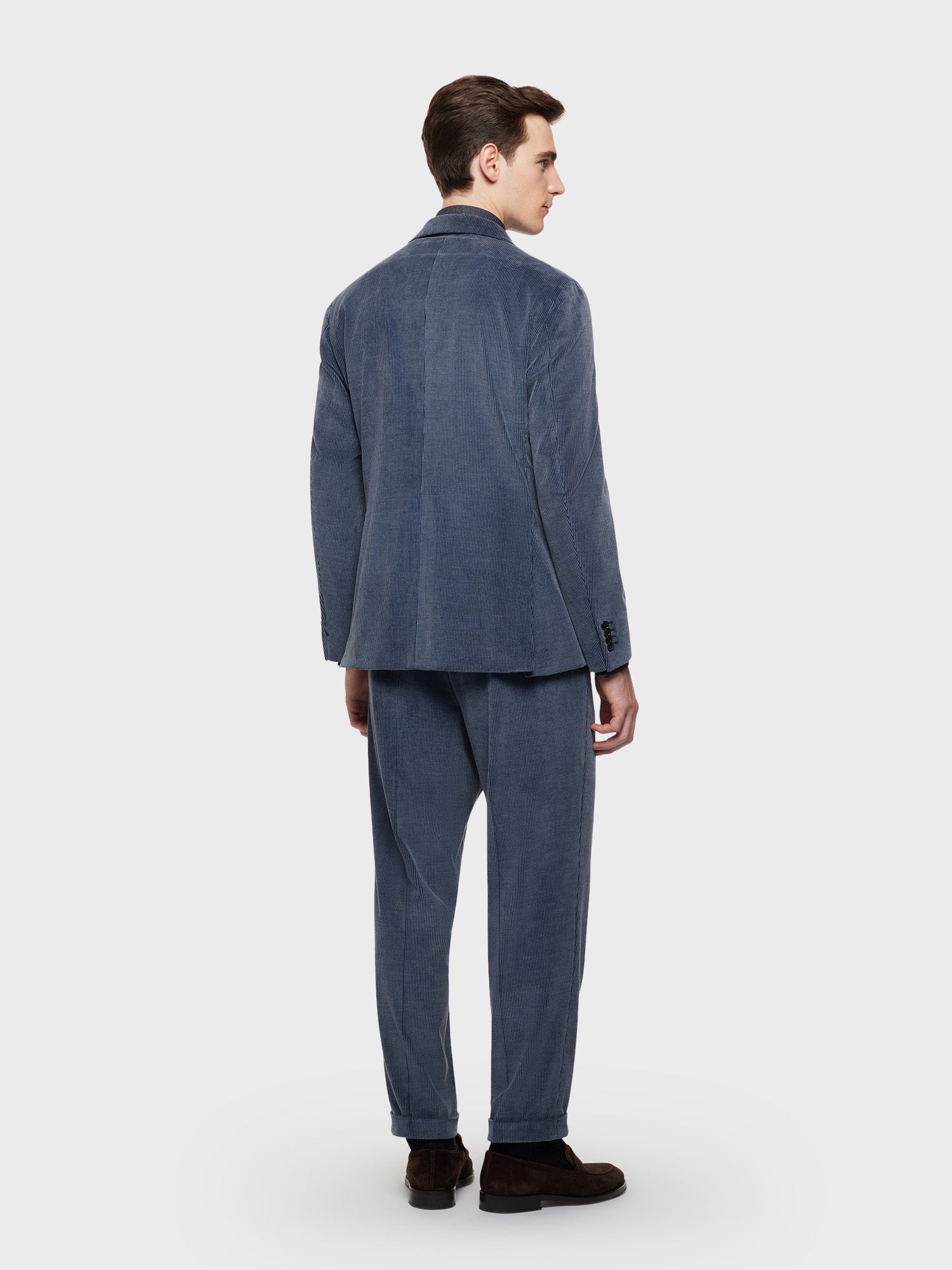 Caruso - Double-breasted aida suit in air force-blue velvet